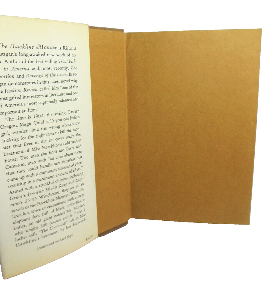 Hardcover FIRST 1st Edition Richard Brautigan Hawkline Monster Gothic ...