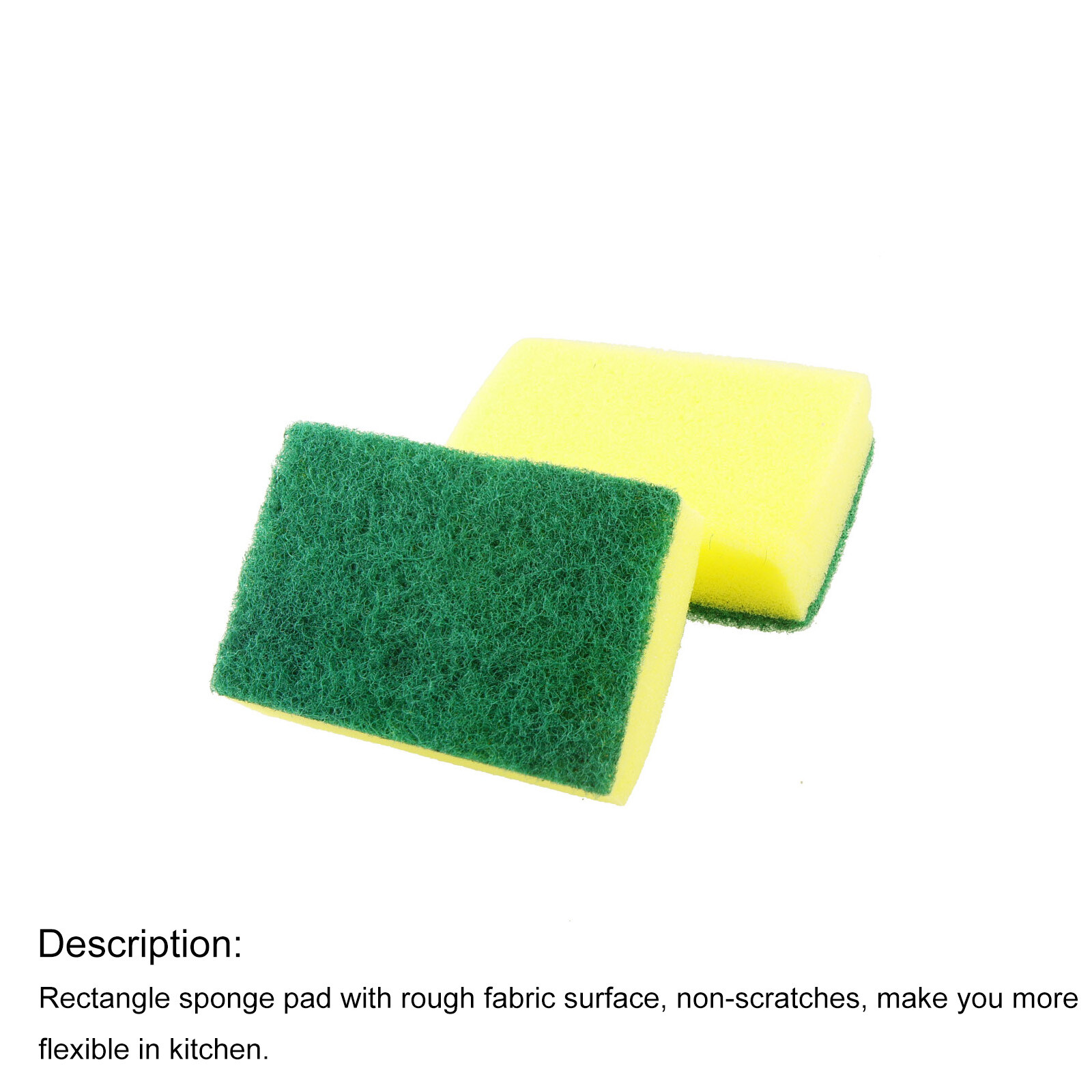 Green Yellow Rectangle Kitchen Dish Scouring Sponge Scrub Pad ...