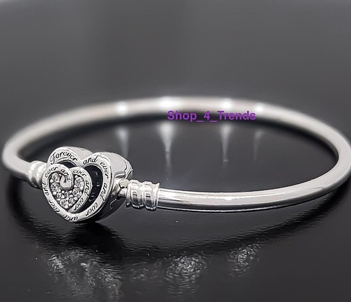NEW PANDORA 591064C01 925 CZ Entwined Infinite Hearts Bangle Charm ...