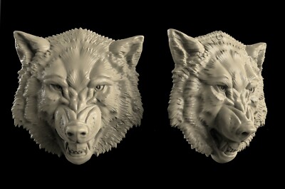 3D STL Model WOLF'S HEAD for CNC Aspire Artcam 3D Printer Router ...