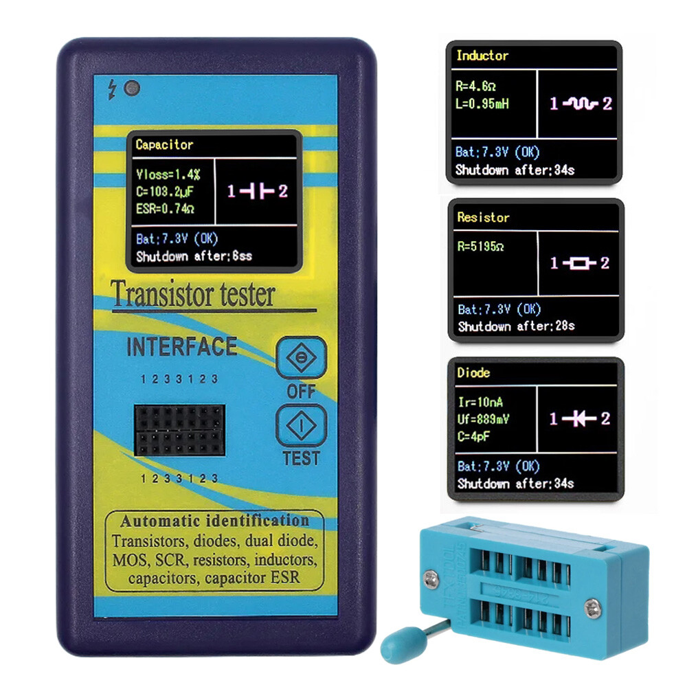 Digital NPN PNP Transistor Tester Diode Resistor Inductor Capacitance ...