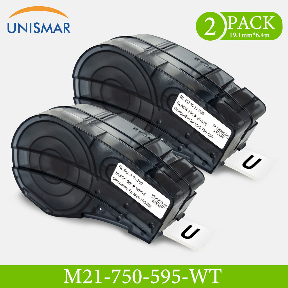 2PK Label Cartridge M21-750-595-WT Compatible for Brady BMP21 Black ...
