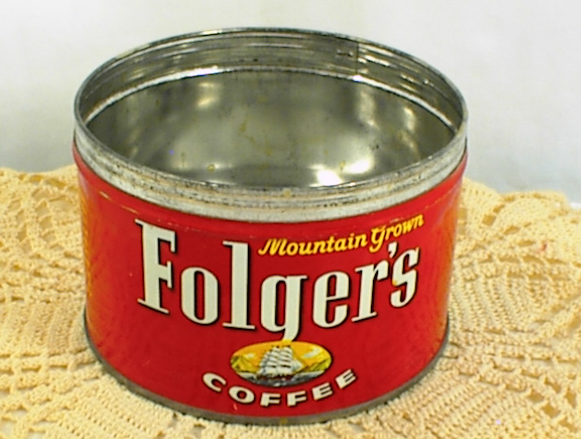 VINTAGE FOLGERS COFFEE CAN FOLGER`S MOUNTAIN GROWN KEY WIND #52 NO LID ...