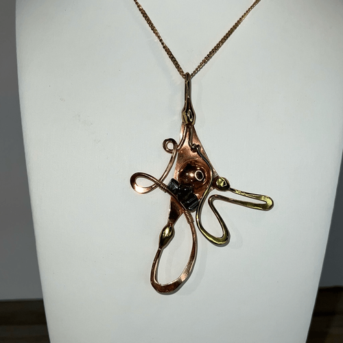 Robert Hale 2012 Copper And Brass Freeform Cross Hematite Bead Necklace ...