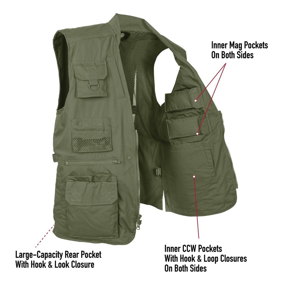 Rothco Plainclothes Concealed Carry Vest Tactical CCW Multi-Pocket ...