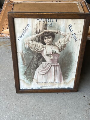 1890s Victorian Chocolate Candy Advertising Sign Portland ME Goudy ...