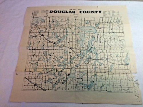 Vintage 1947 DOUGLAS COUNTY, MINNESOTA MAP Mail Cemeteries Schools ...