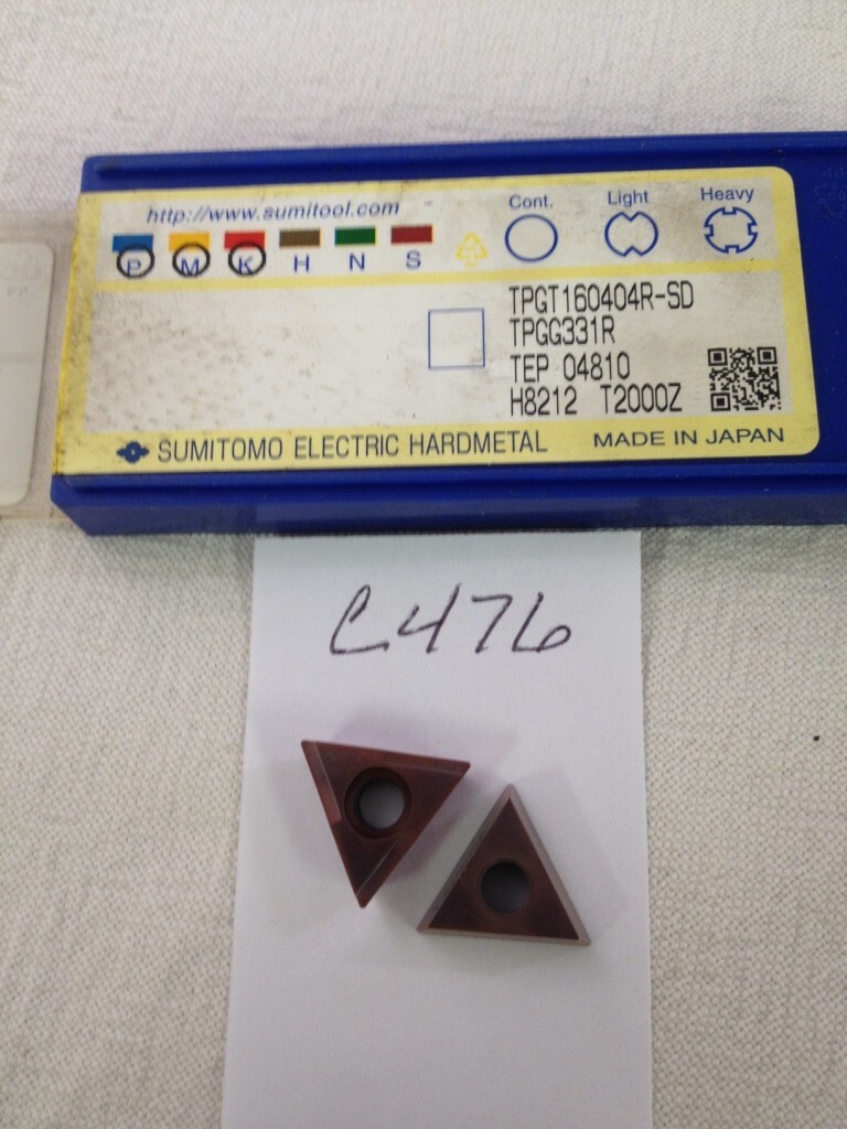 10 NEW SUMITOMO TPGG 331R CERMET INSERTS. TPGT 160404R-SD GRADE: T2000Z ...
