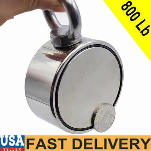 800 LBS FISHING MAGNET Upto Pull Force Strong Neodymium or Rope ...