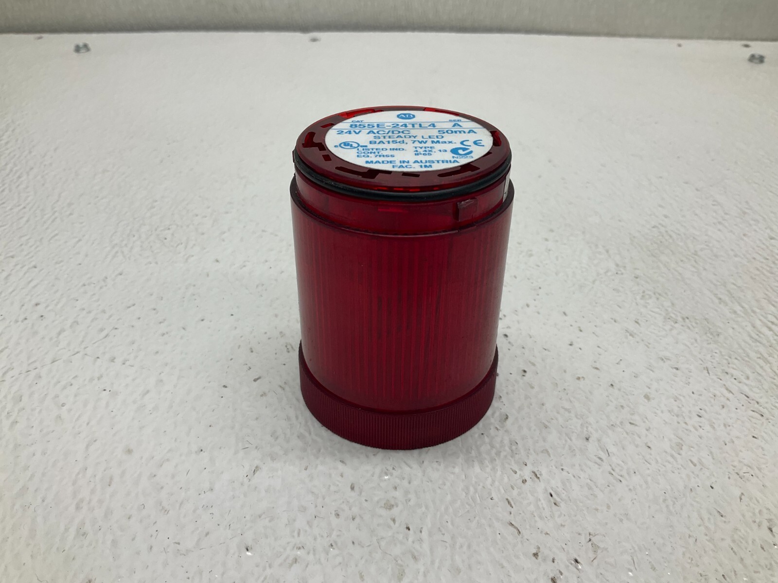 Allen Bradley 855E-24TL4 Red Stack Light 24V AC/DC Ser. A 855E24TL4 ...