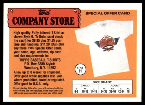 1989 Topps Baseball #NNO Topps Company Store | eBay