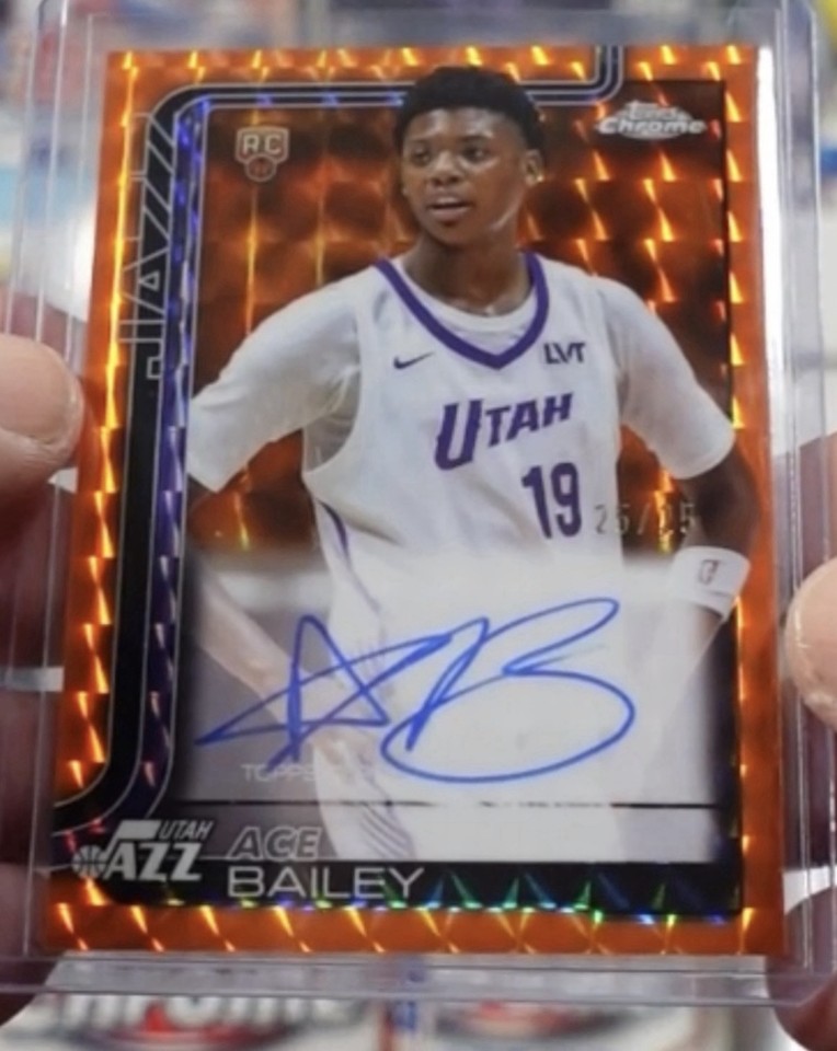 2025 Topps Chrome Basketball Ace Bailey Orange Geometric On Card Auto ...