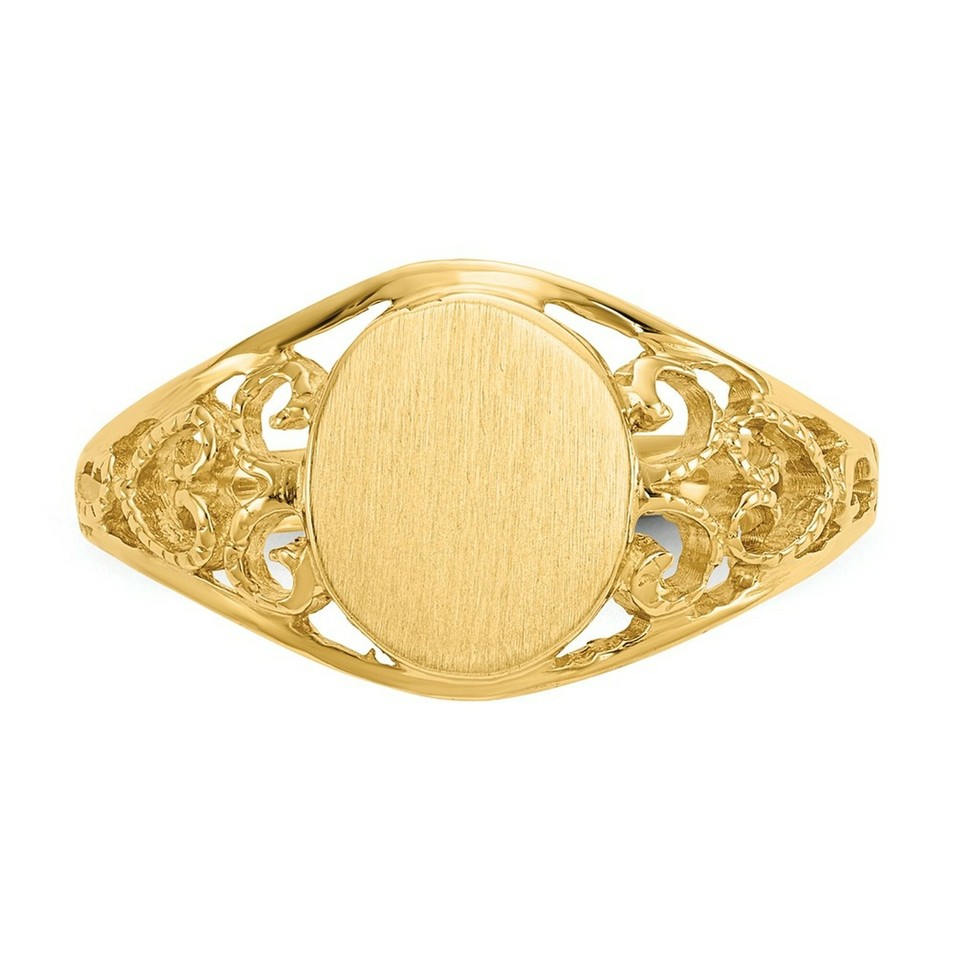 14k Yellow Gold Filigree Signet Ring CH288 Size 6 | eBay