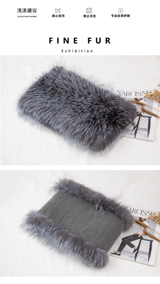 100% Real Silver Fox Fur &Raccoon Fur Wraps Shawl Pullover Cape Shrugs ...