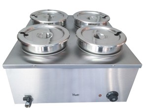 Davlex large bain marie 48 litre 4 round pots four lids electric wet ...