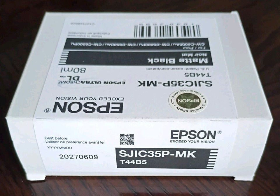 Epson SJIC35P-MK Matte Black T44B5 80ML Ink Genuine New OEM Sealed Box ...