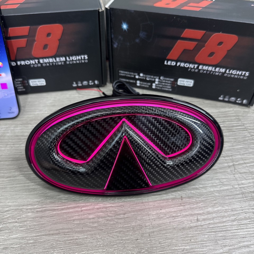 FOR 2018-2024 INFINITI Q50 COLOR CHANGING RGB LED GRILL EMBLEM CARBON ...