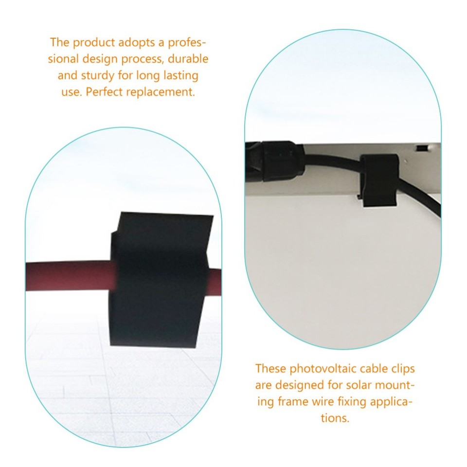 2 Count Solar Panel Cable Clips Wire Frame Photovoltaic Clamp Fixing ...
