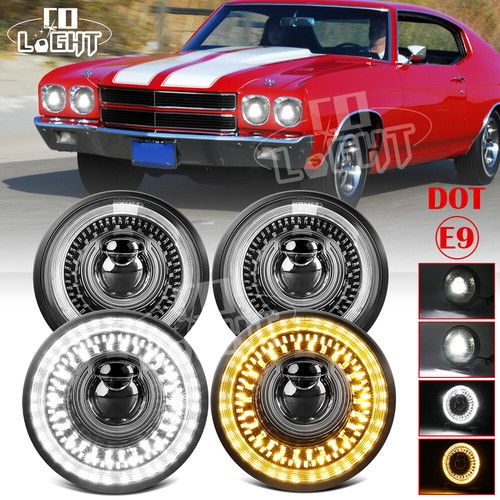 4PCS 5.75" 5-3/4 inch LED Headlights Hi/Lo Beam DRL for Chevy Chevelle ...