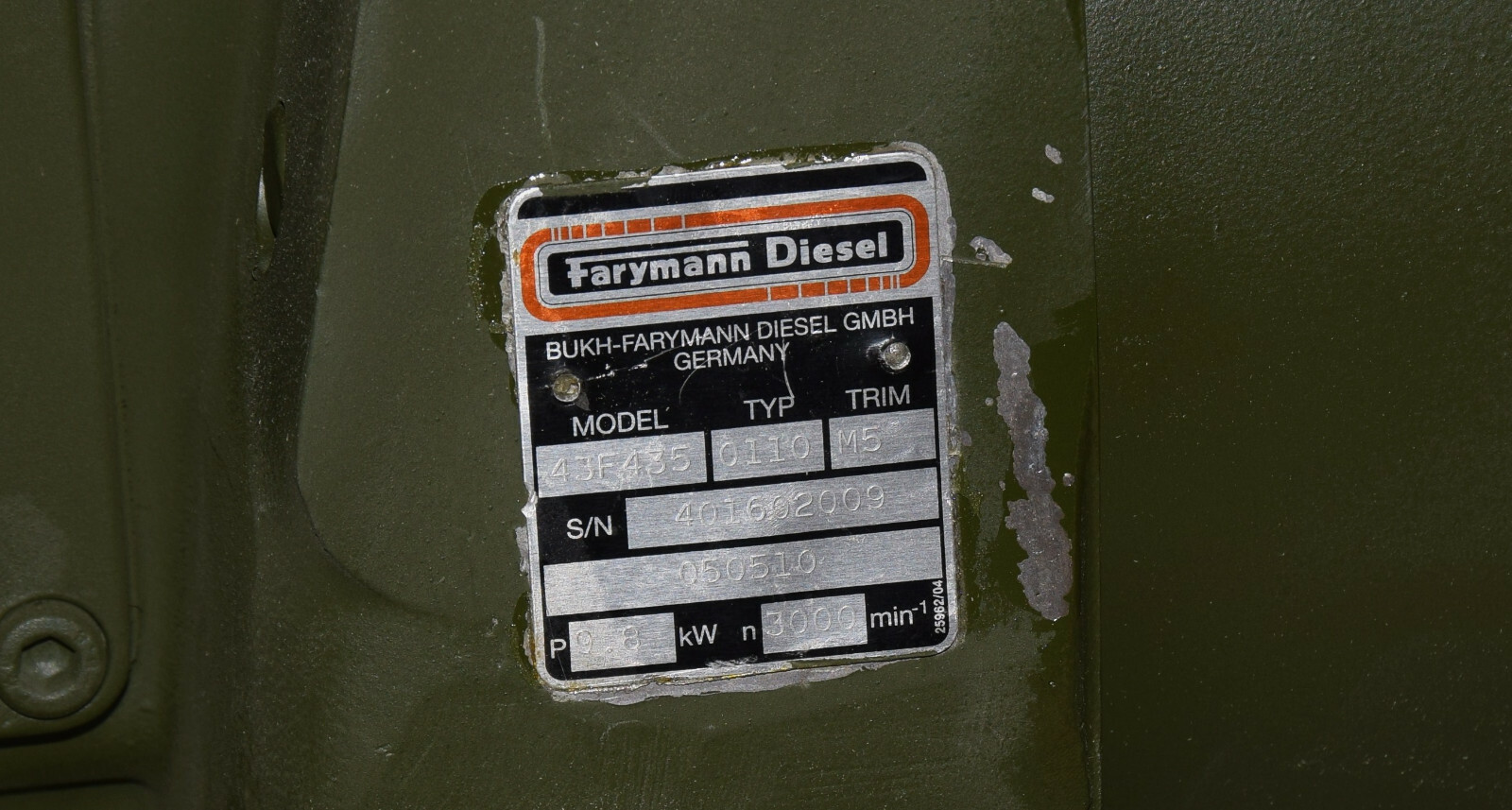 FARYMANN 43F DIESEL ENGINE 43F435 HORIZONTAL SHAFT 15HP 110 M5 96-9370 ...