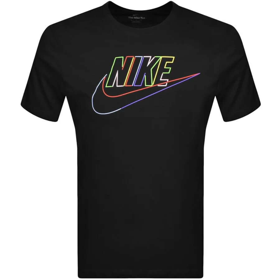 Men's Nike Futura Club Multi Logo Sportswear T-Shirt Black Men's Nike Futura Club Multi Logo Sportswear T-Shirt Black