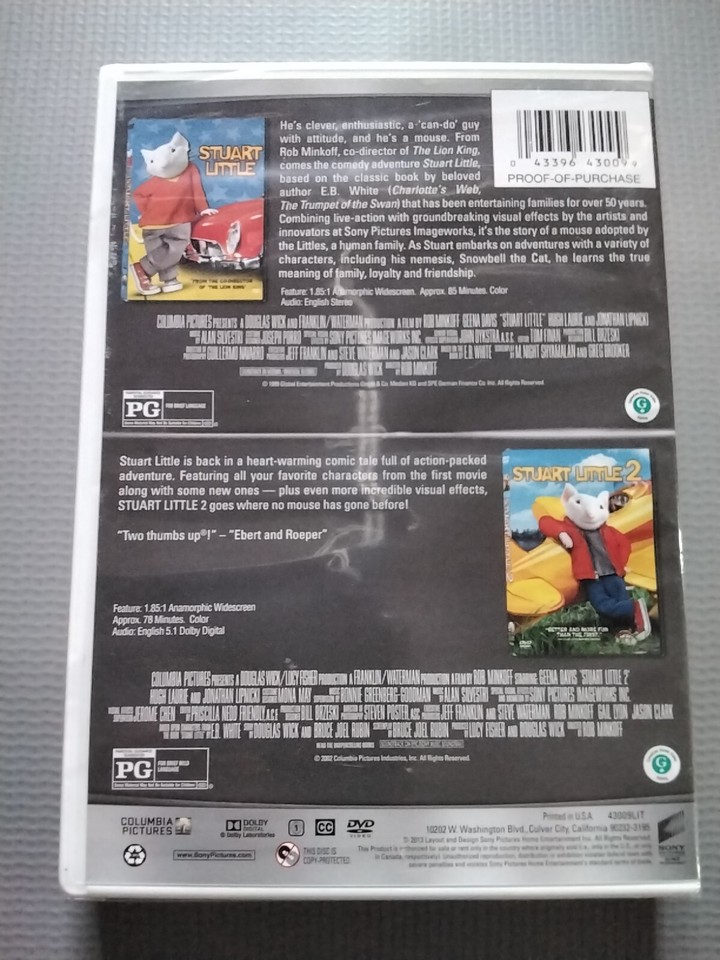 Stuart Little & Stuart Little 2 (DVD, Double Feature, 2002) NEW SEALED ...