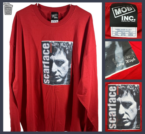 Vintage Scarface Collection Red Long Sleeve Shirt, MOB Inc.Tag 3XL New ...