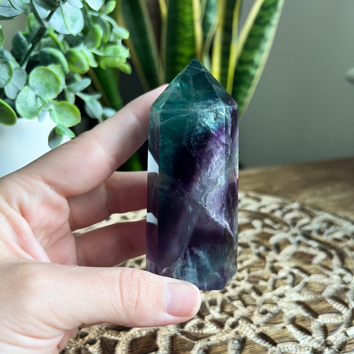 3 ~ 4'' Blue Purple Fluorite Point Obelisk Natural Crystal Tower ...