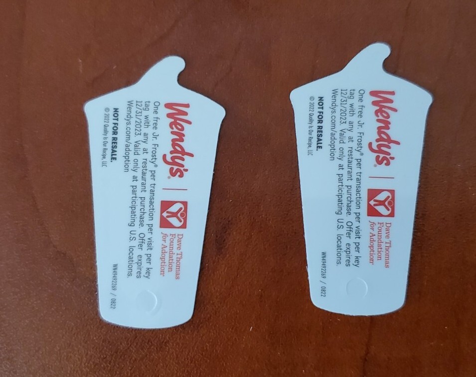 2 WENDYS FROSTY KEY TAGS ☆ NEW ☆ COLLECTIBLE FOR 2023 | eBay