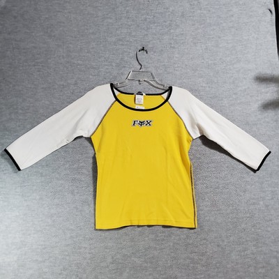 Fox Racing Girl Top Large Yellow Colorblock Shirt Logo Long Sleeve ...