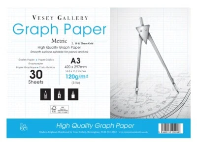 Metric Graph Paper Pad. 30 Sheets . 120gsm | Grelly UK