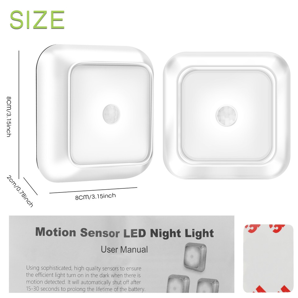 Motion Sensor Night Light- LED Wall Lamp for Stairs&Cabinets,Battery ...