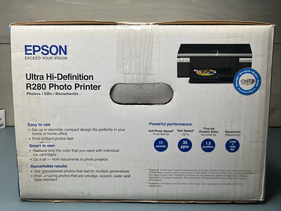 Epson Stylus R280 Ultra Hi Definition Photo Color Inkjet Printer New ...