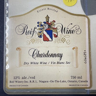 Vintage Reif Estates Winery Chardonnay White Wine UNUSED Paper Label ...