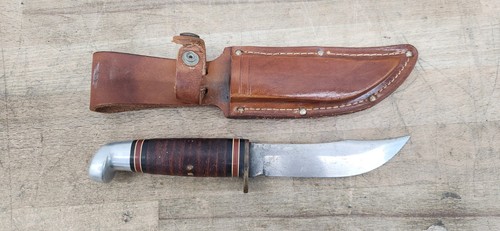 Vintage Western Cutlery USA L66 Fixed Blade Hunting Knife W/ Leather ...