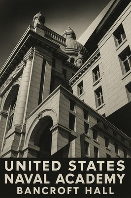 🇺🇸 United States Naval Academy Poster - Bancroft Hall - Vintage Style ...
