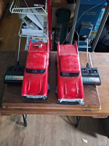 57 Chevy RC Car Vintage Red Radio Control 1/12 Scale Bel Air Lot of 2 w ...