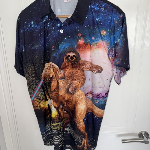 Sloth riding a T-Rex Shirt Short Sleeve large | eBay UK