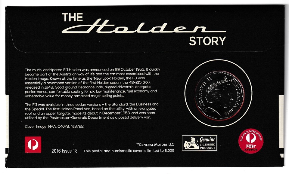 AUSTRALIA PNC: 2016 50 CENT 1953 FJ HOLDEN COIN ANDA MONEY EXPO 096/750 ...