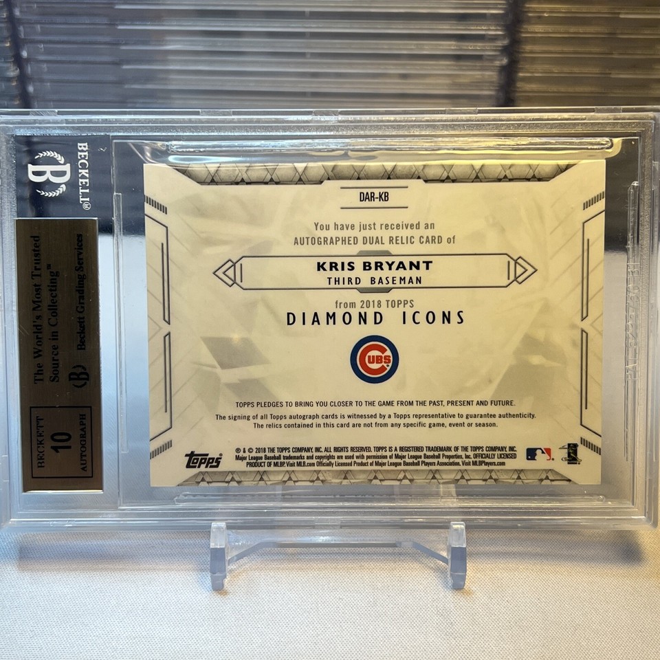 2018 Topps Diamond Icons Dual Relic Autograph Gold Kris Bryant #1/1 BGS ...