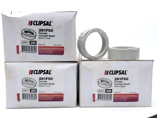 Clipsal 281F50 Female Conduit Bush 50mm Thread PVC Grey x 60 pcs | eBay ...