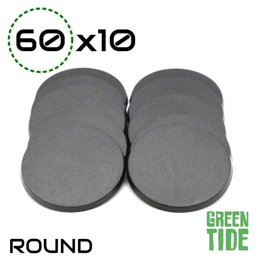 Lot of 10 - 60mm Round Bases (aka 65mm) For Warhammer 40k + AoS Plastic ...