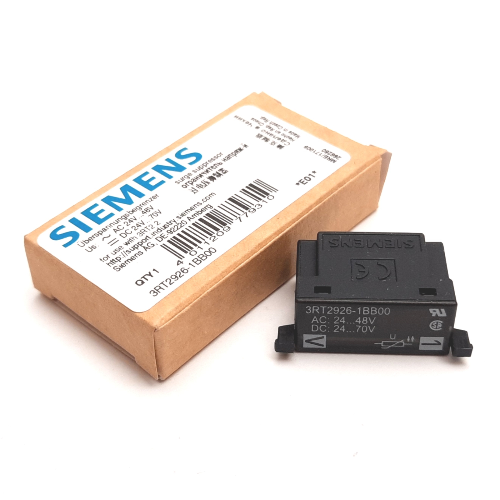 Siemens 3RT2926-1BB00 Surge Suppressor, For 3RT2.2, Rating: 24-48VAC 24 ...