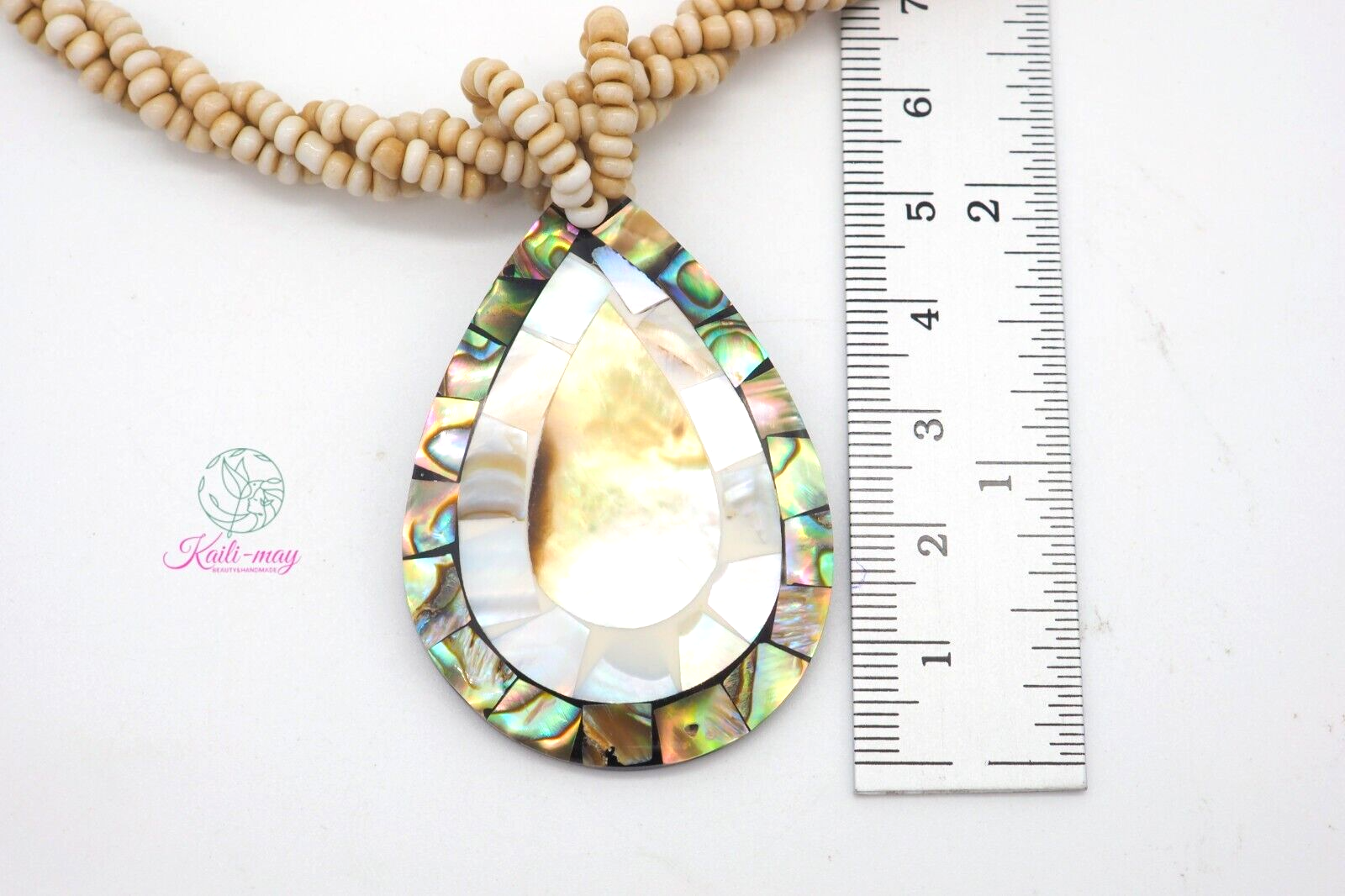 ABALONE shell pendant necklace with teardrop shape | eBay