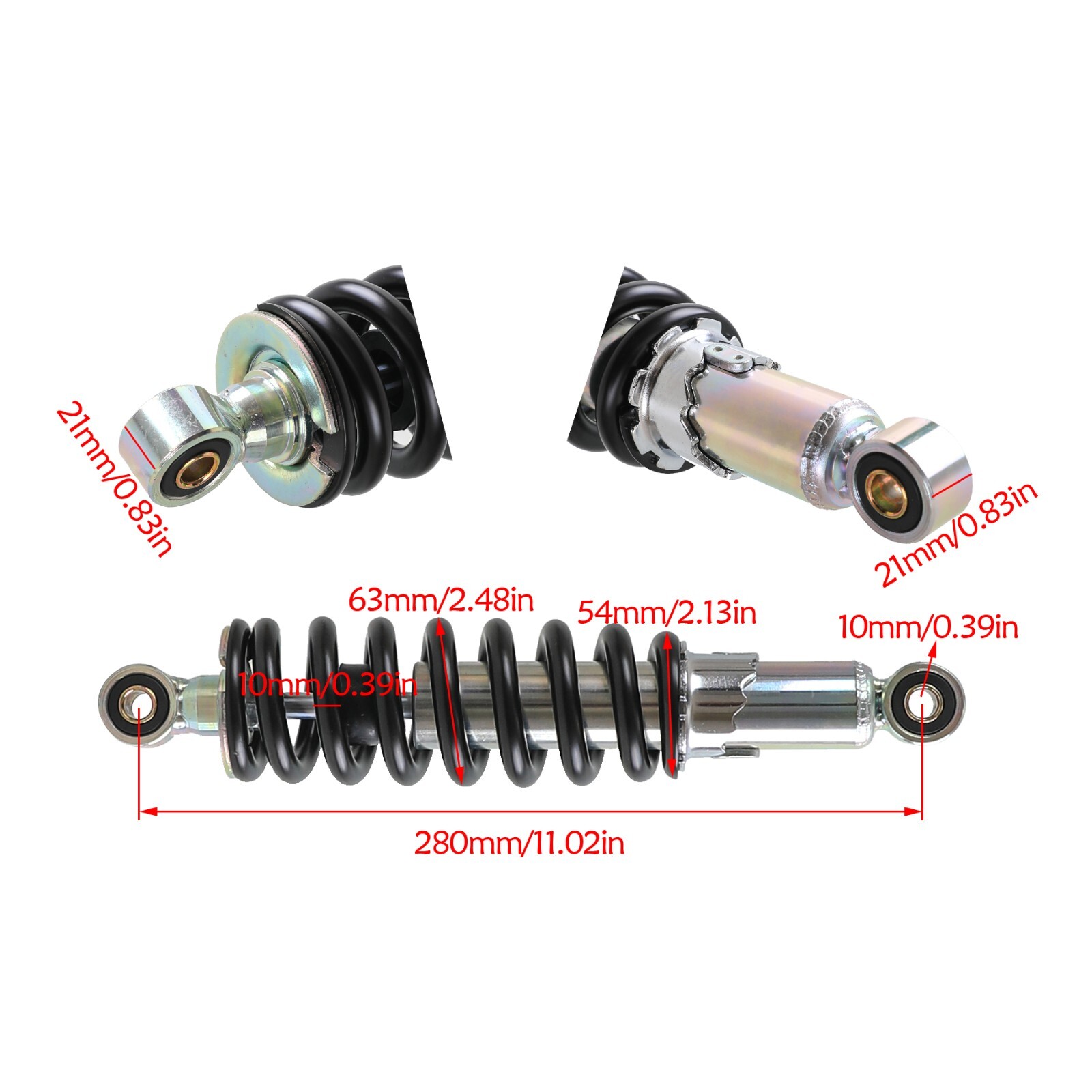 280mm 11" Rear Shock Absorber Suspension for Dirt Pit Bike ATV Quad ...