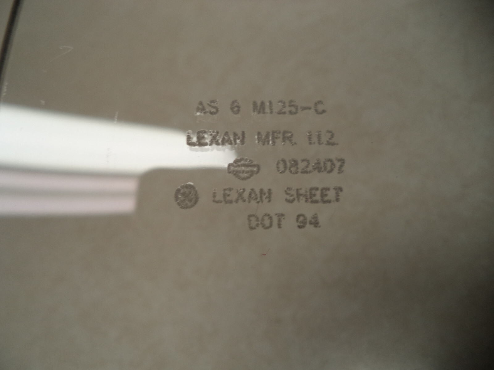 Harley Davidson Windshield AS 6 M125-C LEXAN MFR 112 LEXAN SHEET DOT 94 | eBay