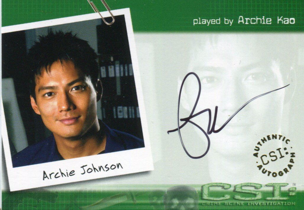 CSI Crime Scene Investigation Season 1 Archie Kao Autograph Card CSI-A8 | eBay