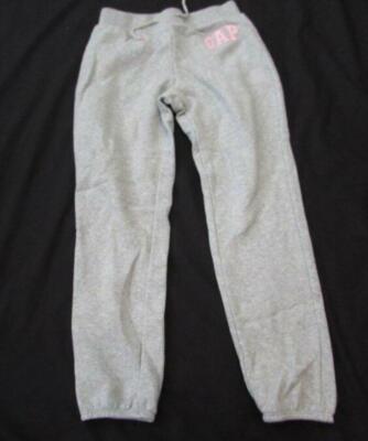 GAP kids girls lrg 10 light gray heather fleece sweatpants logo elastic ...