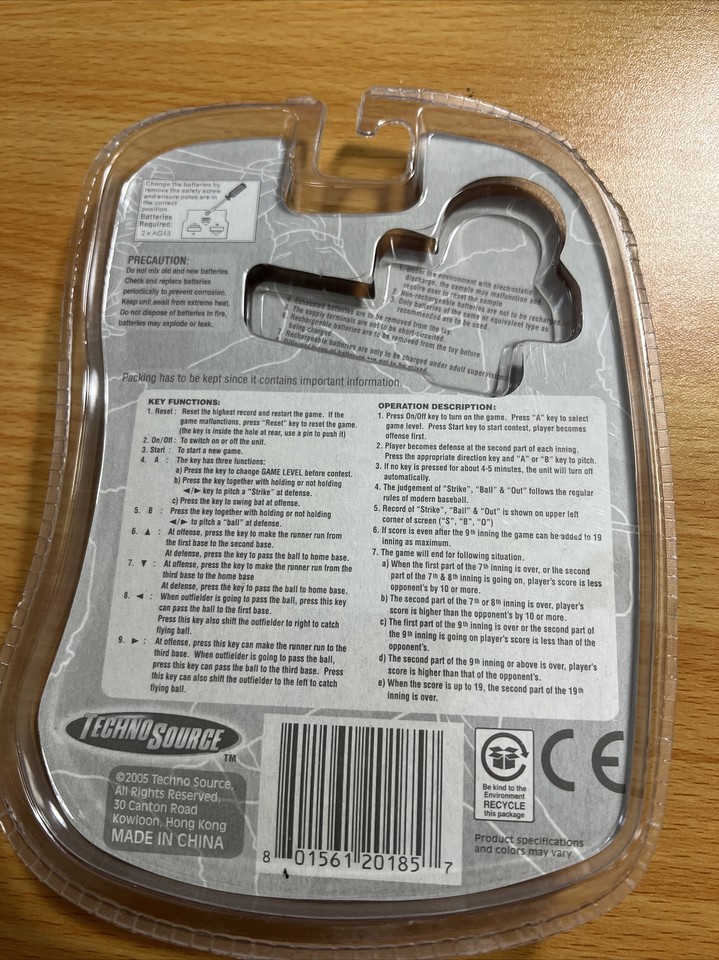 Techno Source Super Baseball Handheld Keychain LCD Video Game NEW Sealed | eBay