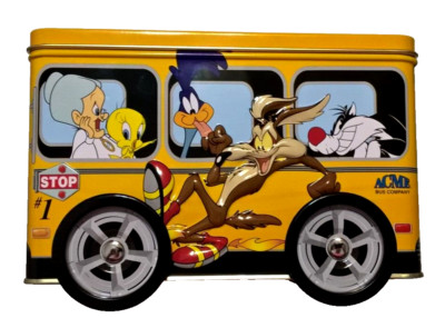 LOONEY TUNES 1999 (TIN) SCHOOL BUS - 16 CHARACTERS -RARE HARD TO FIND ...